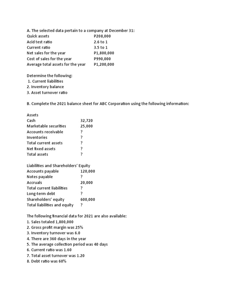 Sample Problems ACC 121 | PDF