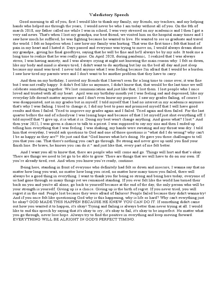 Valedictory Speech | PDF