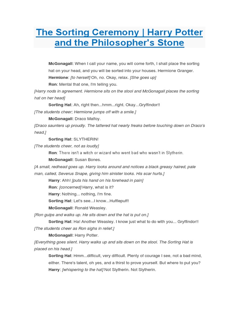 The Sorting Ceremony | PDF