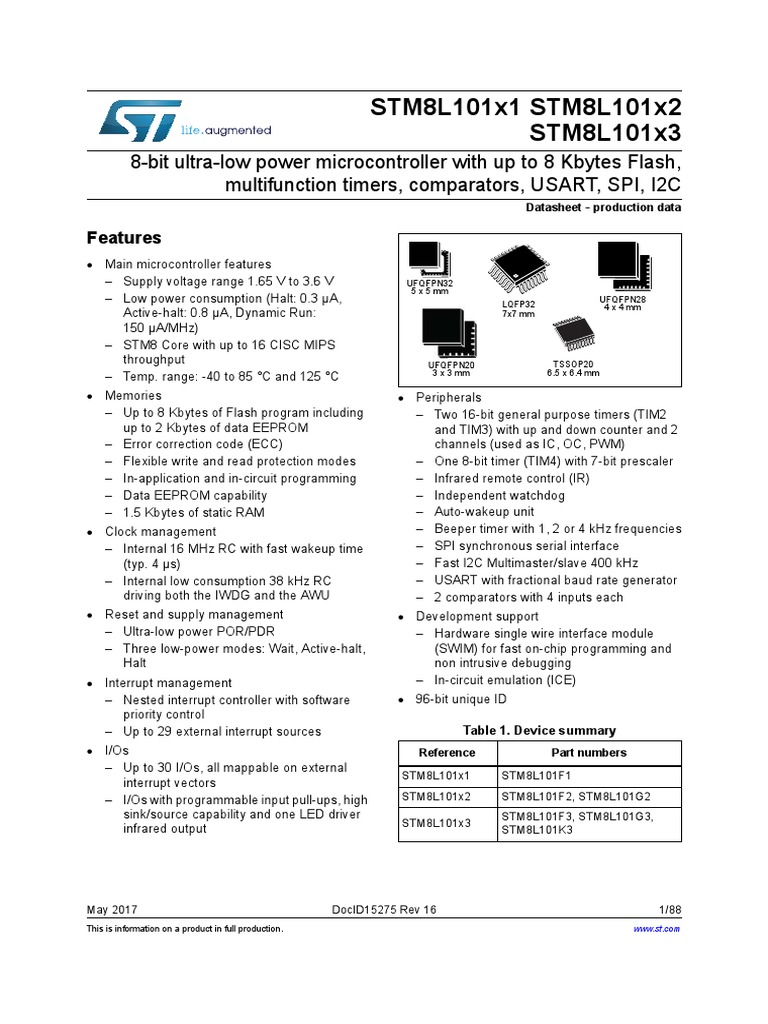 STM 8 L 101 | PDF | Microcontroller | Flash Memory
