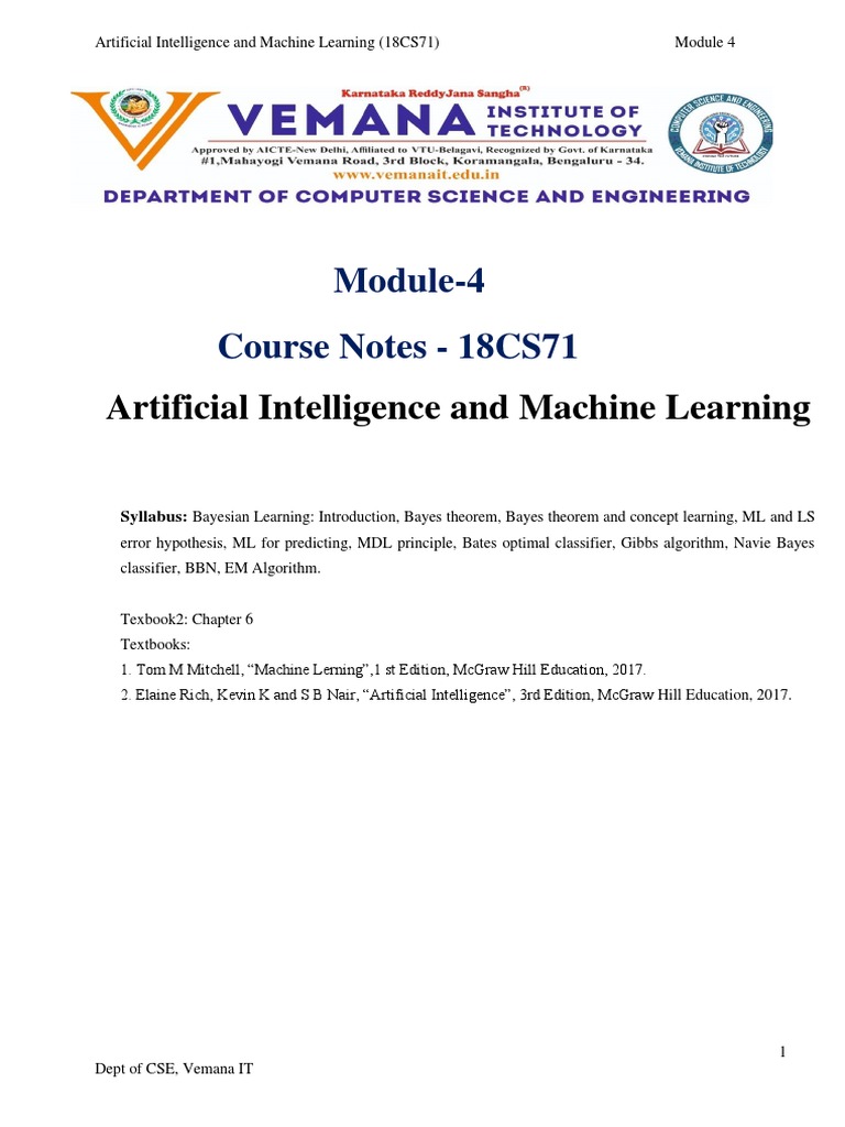 18CS71 Module 4 | PDF | Normal Distribution | Bayesian Network