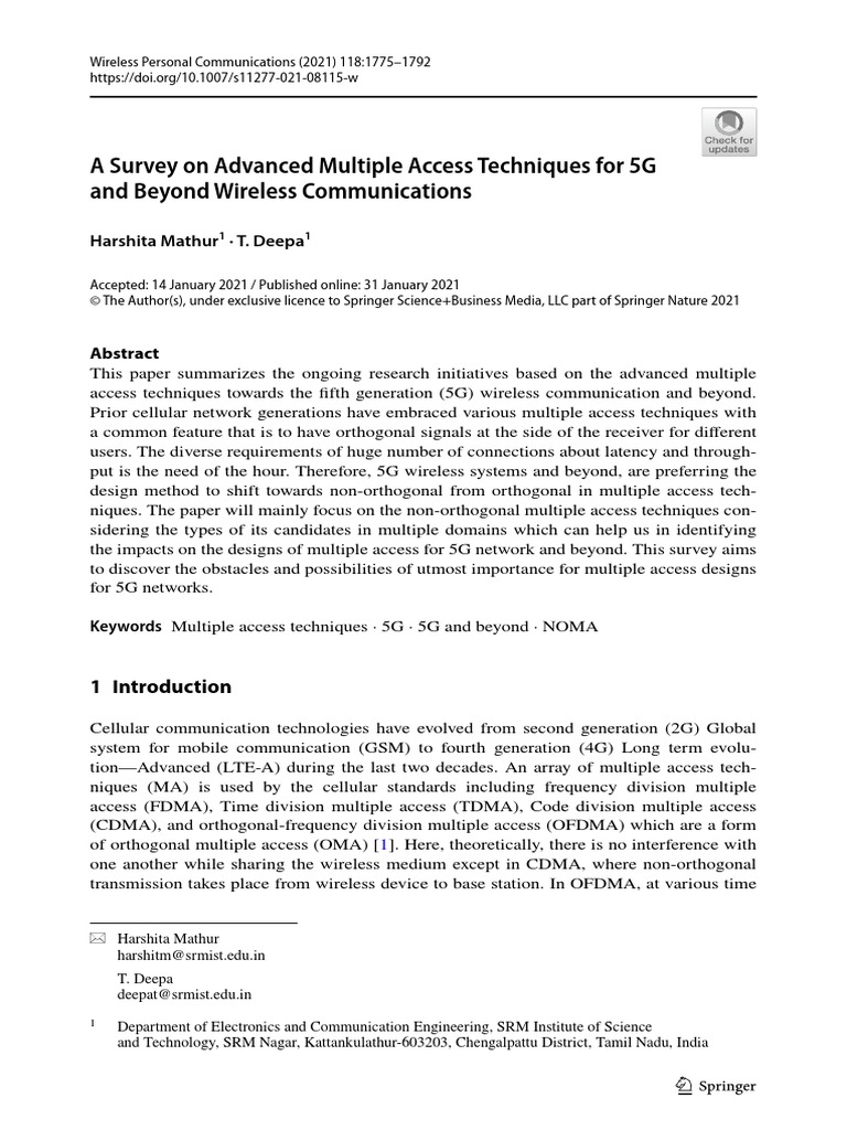 Mathur 2021 | PDF | Channel Access Method | Orthogonal Frequency Division Multiplexing