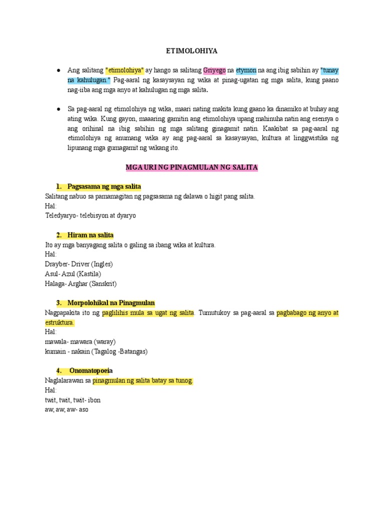 ETIMOLOHIYA | PDF
