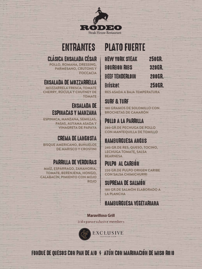 CBB Carta Rodeo | PDF | ensalada | Ingredientes de comida