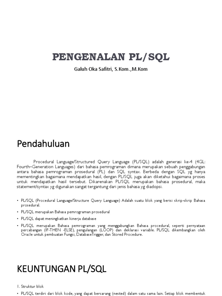 Pengenalan PLSQL | PDF