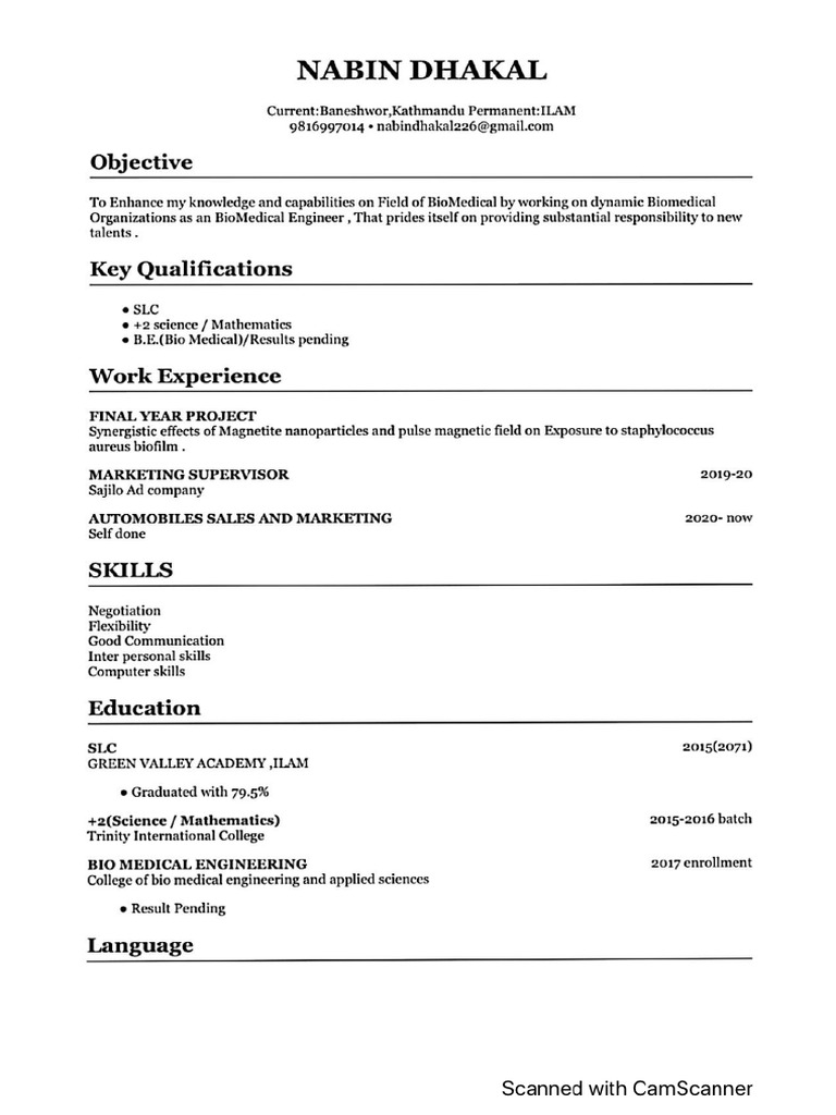 Nabin Dhakal CV | PDF