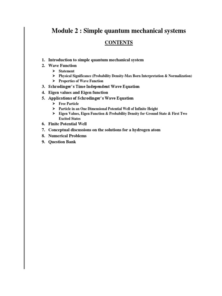 Module 2_Simple Quantum Mechanical Systems | PDF | Wave Function | Waves