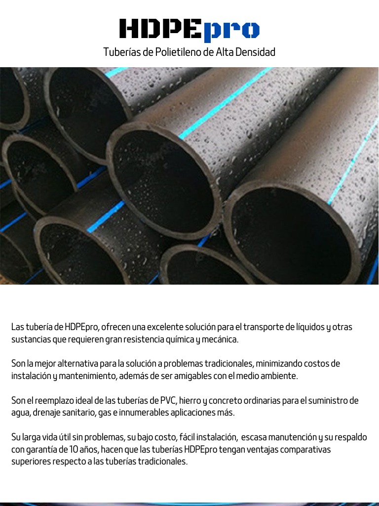 Tuberías HDPE, WATERpro | PDF | Tubería (transporte de fluidos) | Agua