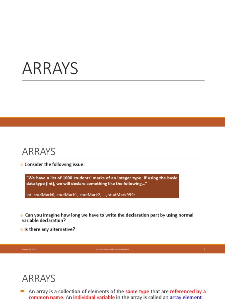 ARRAYS C | PDF | Computer Programming | Computing