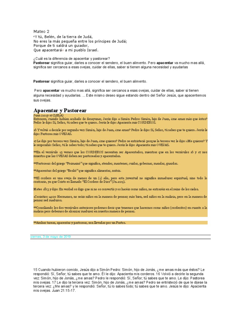 Significado de Apacentar en la Biblia | PDF | Jesús | San Pedro