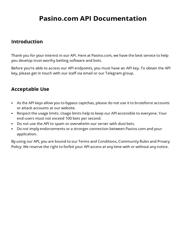 Pasino Api Documentation | PDF | Http Cookie | Hypertext Transfer Protocol