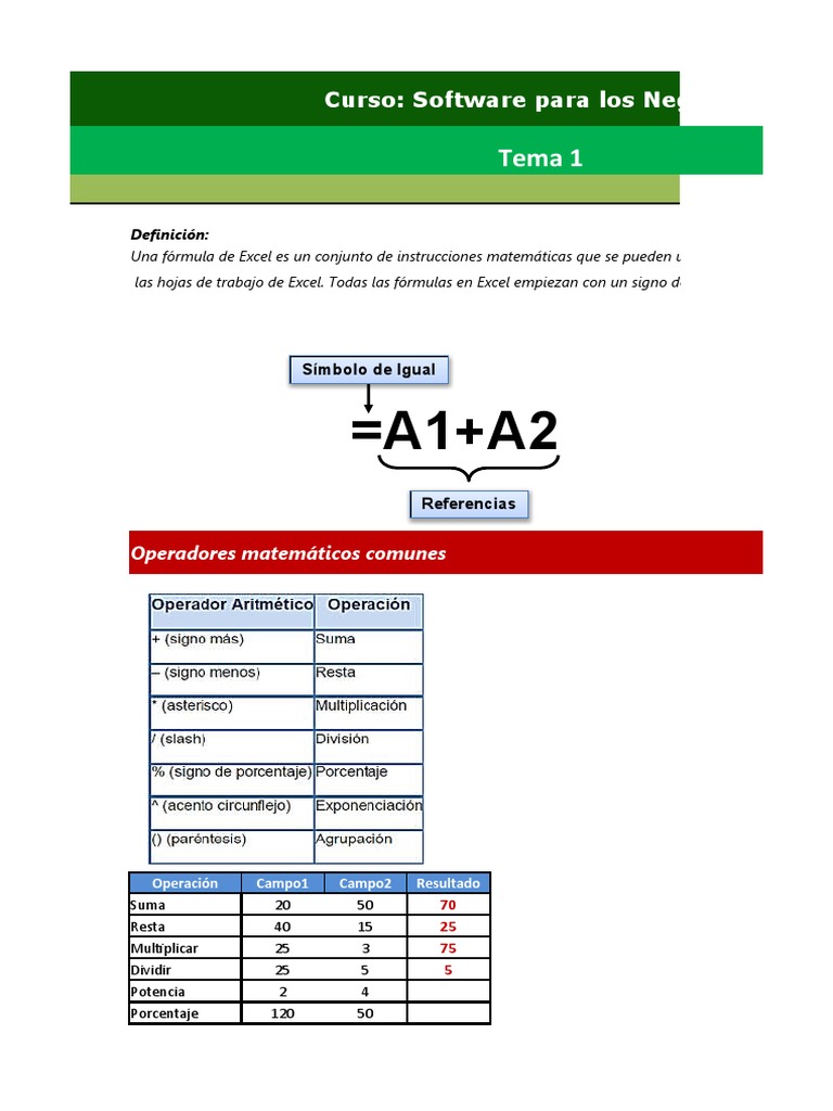 Tema 1 Ejercicios (1) - SOFWARE | PDF | Microsoft Excel | Matemática ...