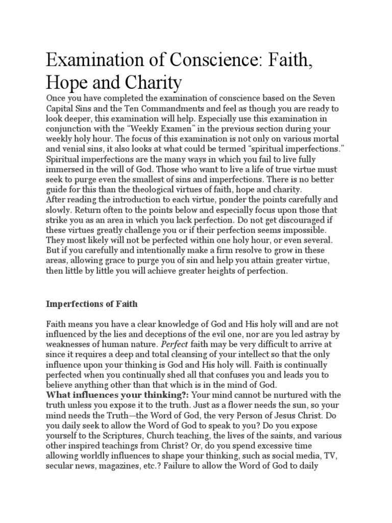 Examination of Conscience | PDF | Faith | Love
