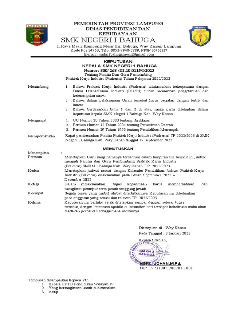 SK PKL 2022 2023 Revisi | PDF