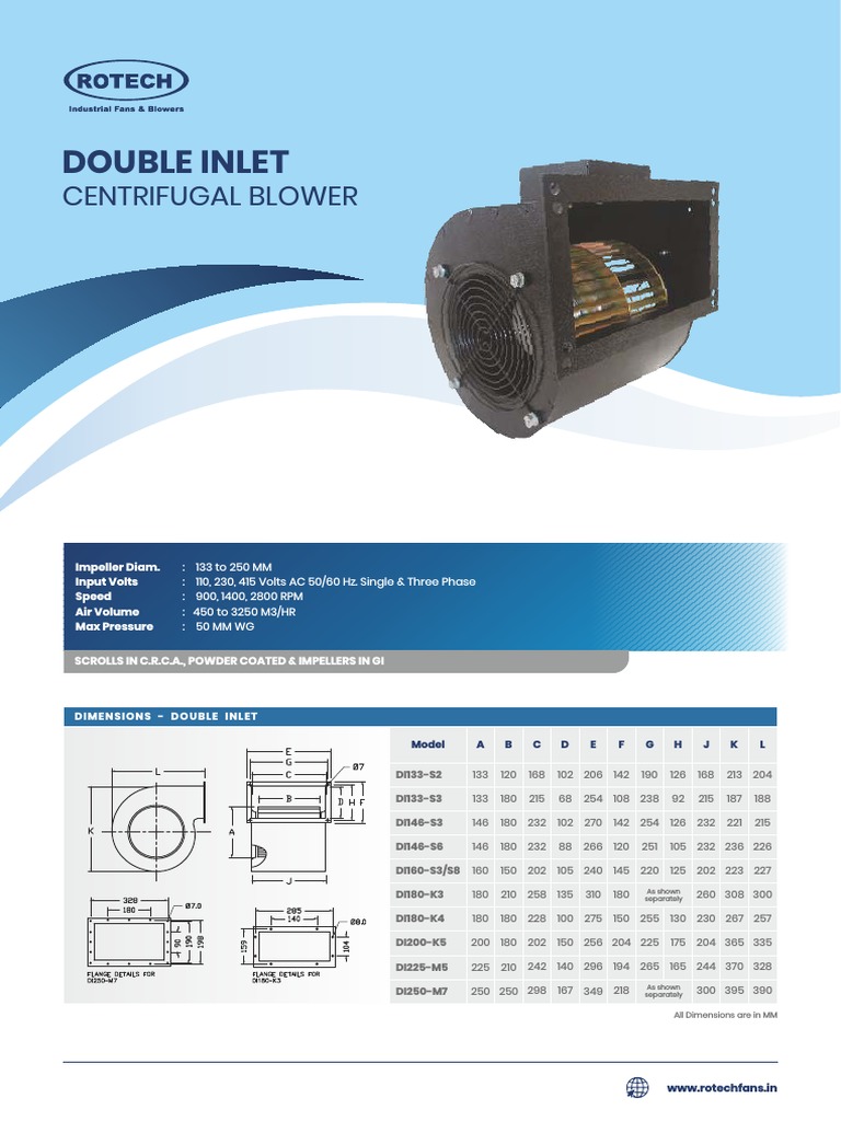 Double Inlet Centrifugal Blower Specs | PDF
