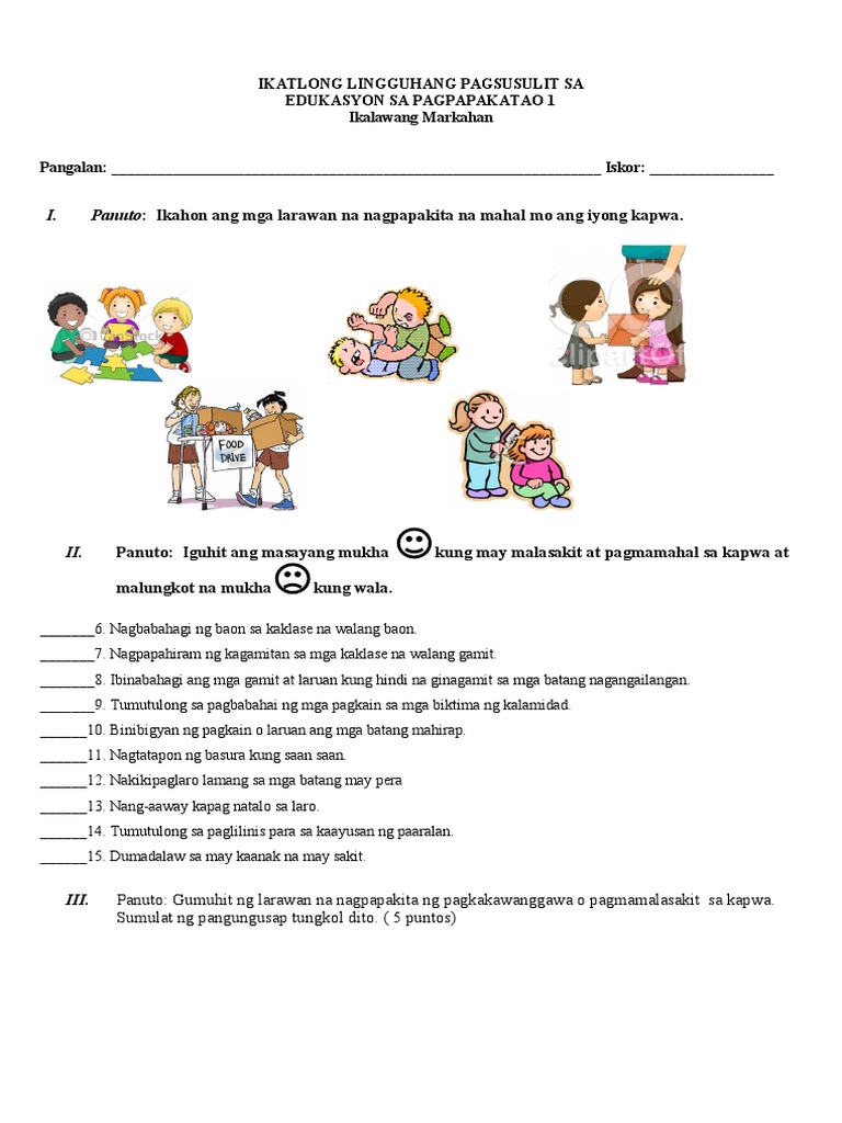 Q2-Summative-Test-EsP-Grade 1 | PDF