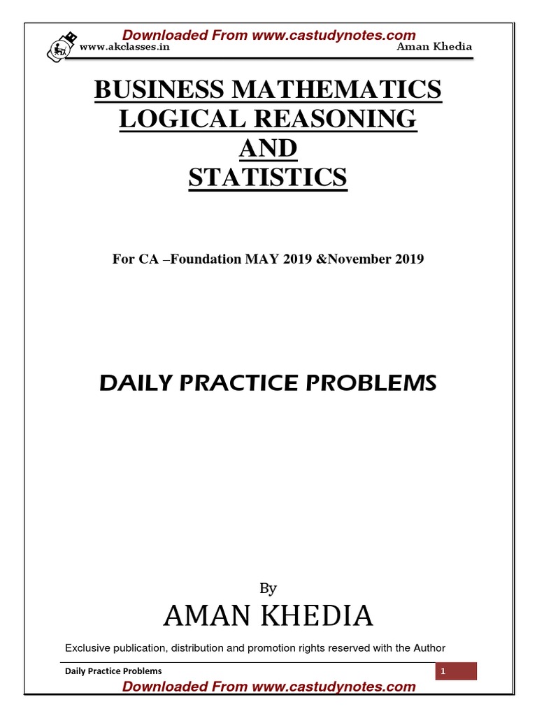 14 Maths Stats Practice Problem Book by Aman Kedia | PDF | Interest ...
