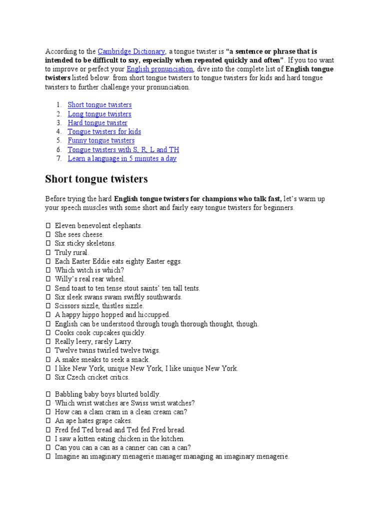 Tounge Twister | PDF