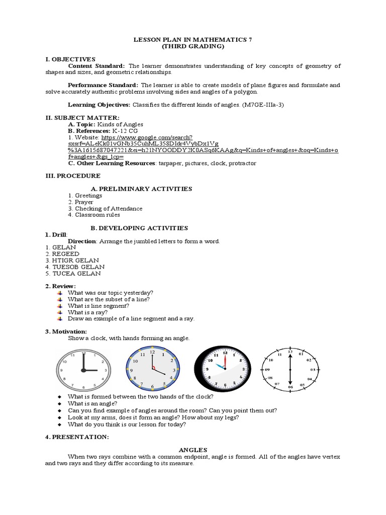 Classifying Angles: A Lesson Plan on Identifying Acute, Right, Obtuse ...
