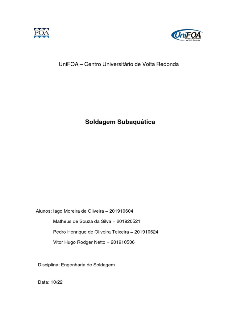 Soldagem Subaquática | PDF | Mergulho submarino | Ciências Físicas