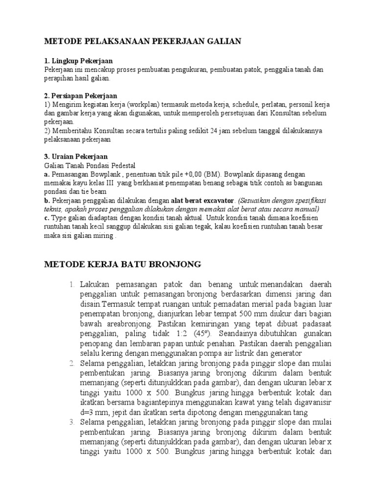 METODE PELAKSANAAN Dan PEKERJAAN | PDF