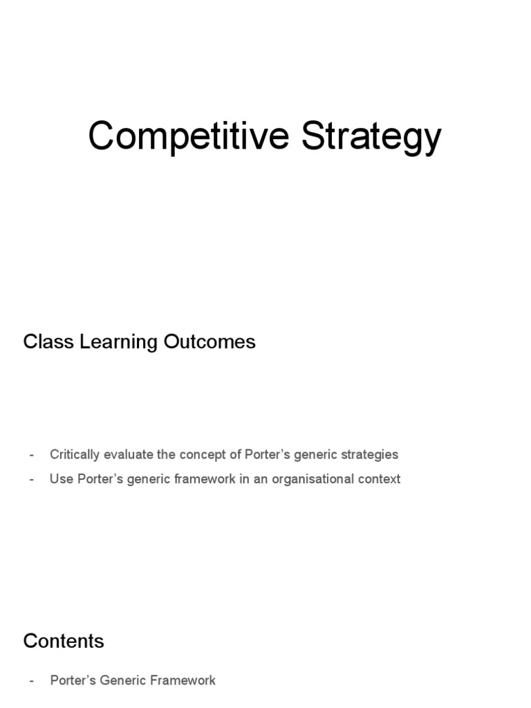 Understanding Porter's Competitive Strategies | PDF | Strategic ...