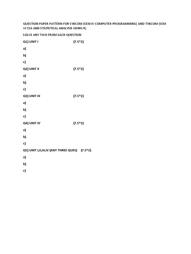 Paper Pattern Even Sem | PDF