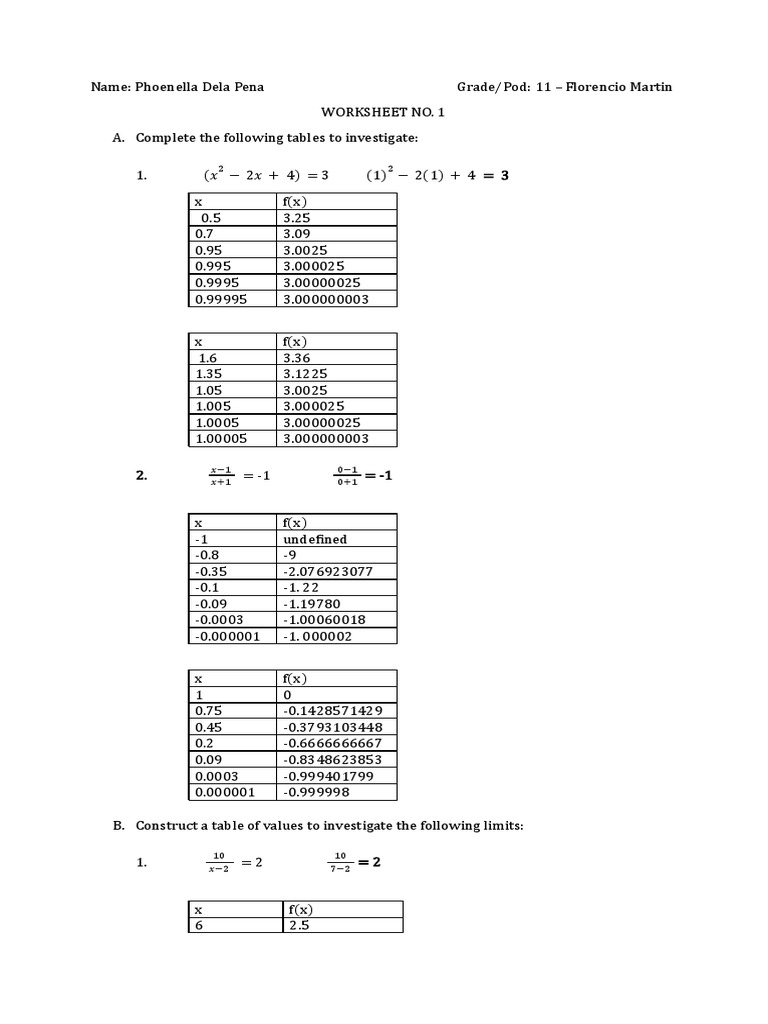 Worksheet 1 Pdf