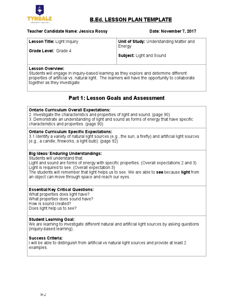 Jessica Rossy Science Lesson Plan Revised | PDF | Differentiated Instruction | Inquiry Based ...