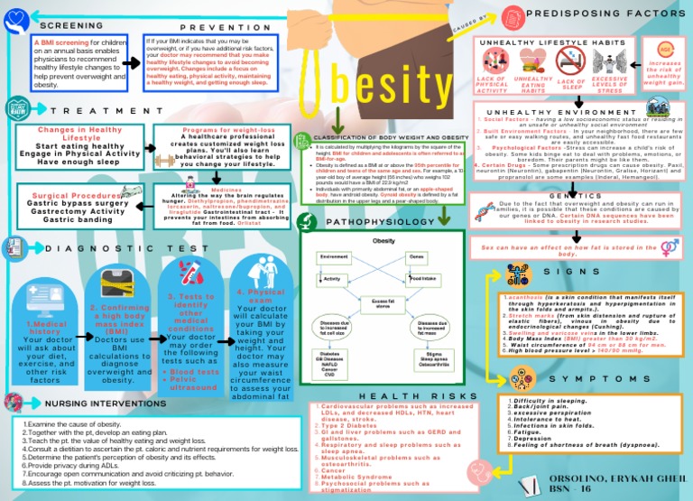 BSN16 - Orsolino - Obesity (Concept Map) | PDF | Obesity | Body Mass Index
