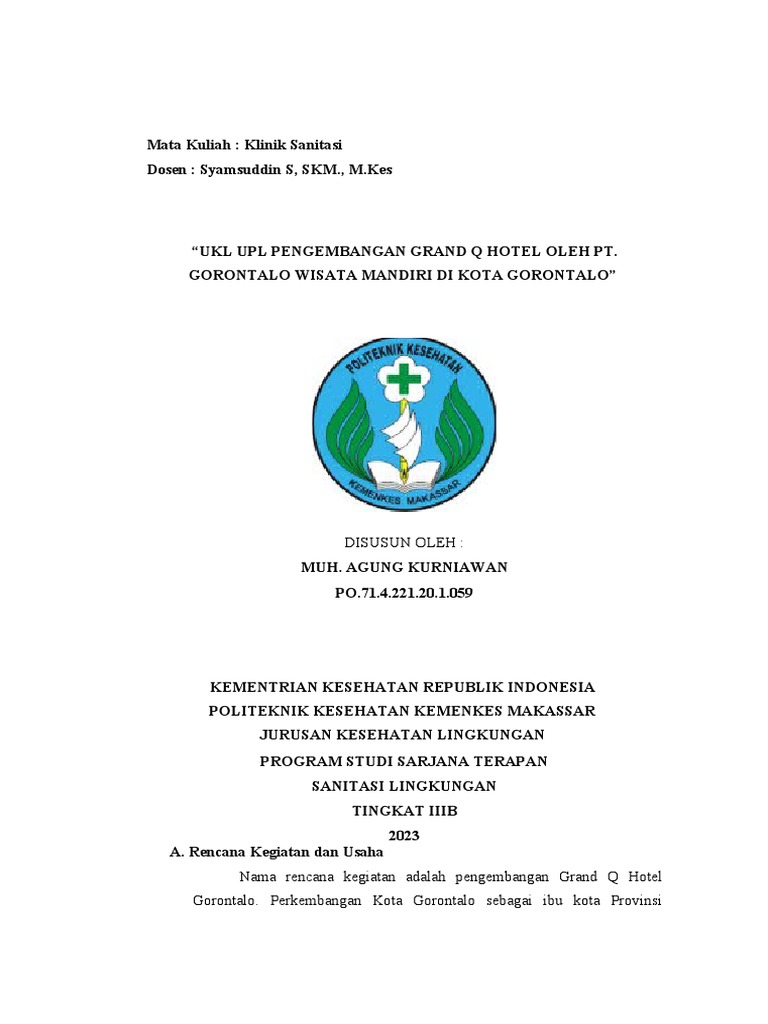 11 - Muh. Agung Kurniawan PO714221201059 DIV Tingkat 3B Ukl Upl Grand Q Hotel Gorontalo (Klinik ...
