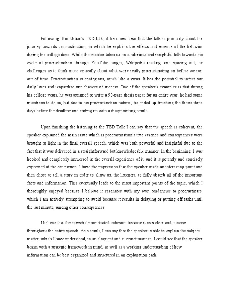 Tim Urban's insightful journey into procrastination | PDF ...