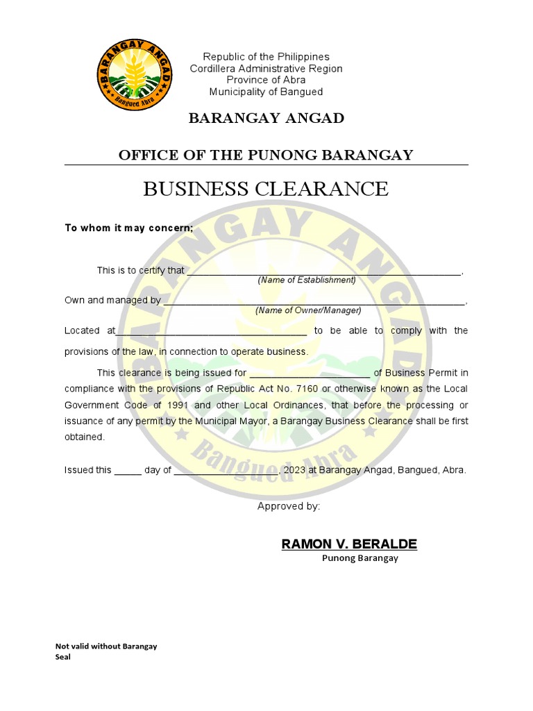BUSINESS PERMIT Angad | PDF