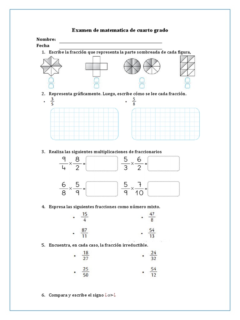 Examen de Matematica de Cuarto Tercer Periodo | PDF | Matemáticas
