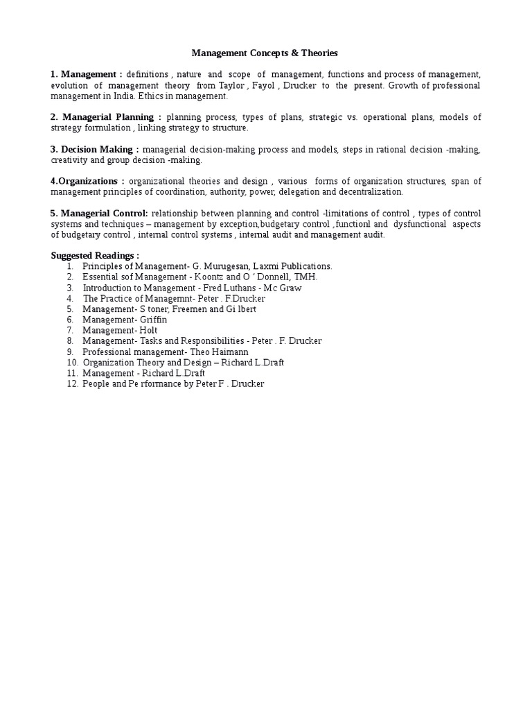 Management Concepts and Theories Overview | PDF