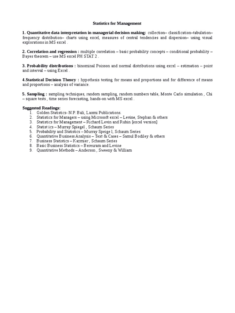 Statistics For Management | PDF