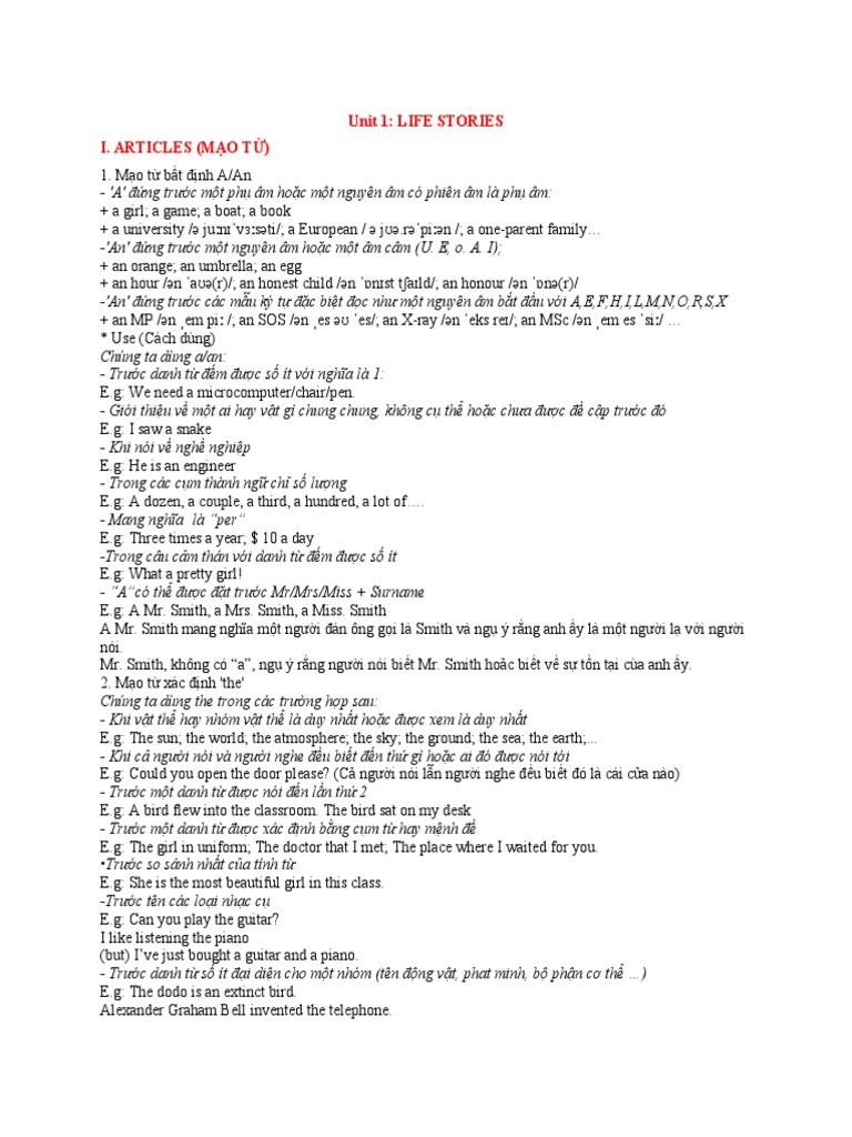 Unit 1 Ngu Phap | PDF