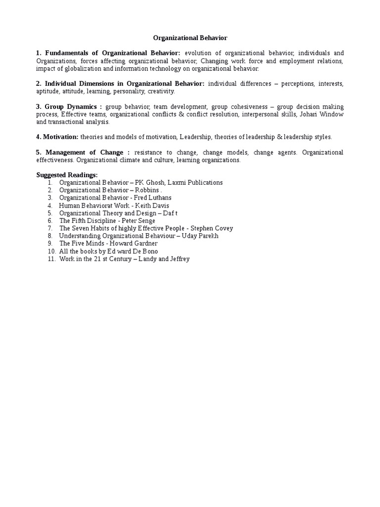 Organizational Behaviour | PDF