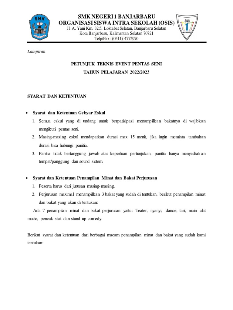 Juknis Pensi | PDF | Seni