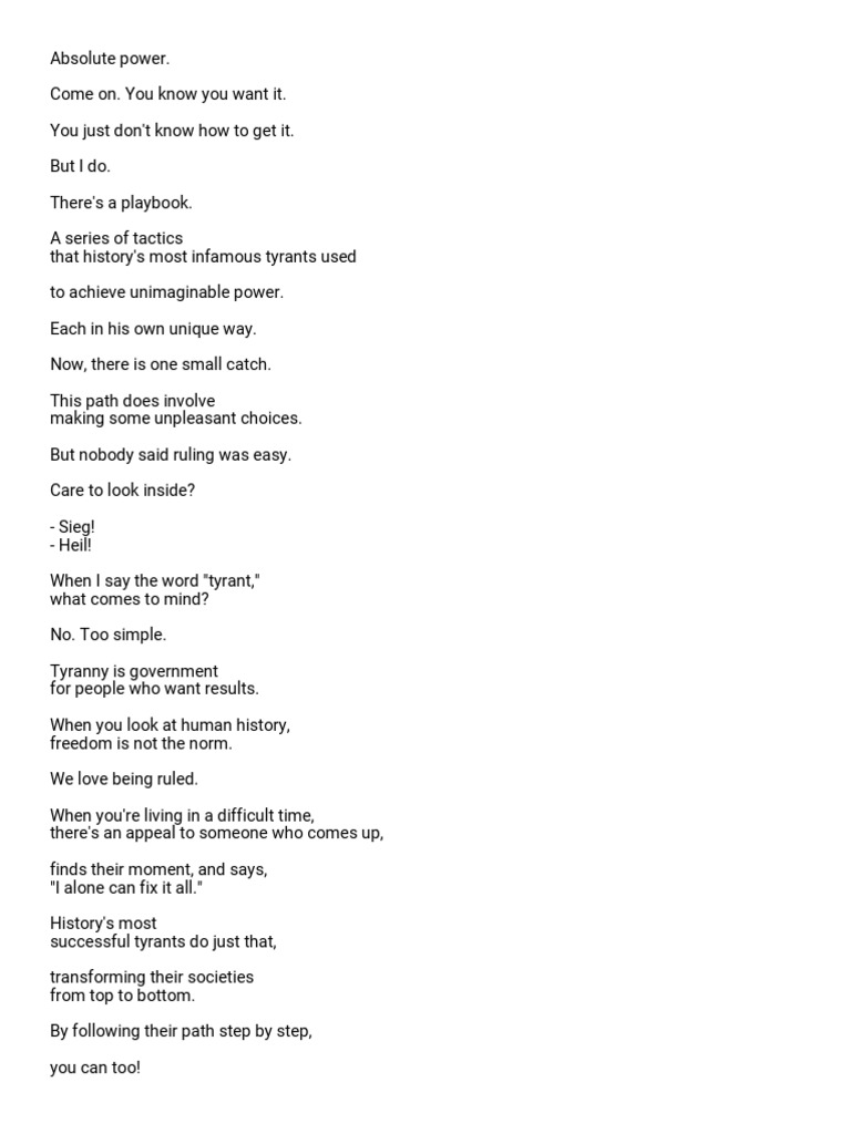 The Tyrant's Playbook: Rise to Power | PDF | Adolf Hitler | Nazi Germany