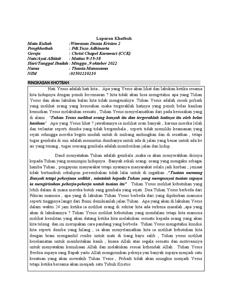 Chapel 3 WDK Thania Fikss | PDF | Agama & Spiritualitas