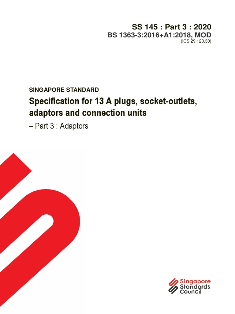 SS 145-3-2020 | PDF | Ac Power Plugs And Sockets | Electric Power