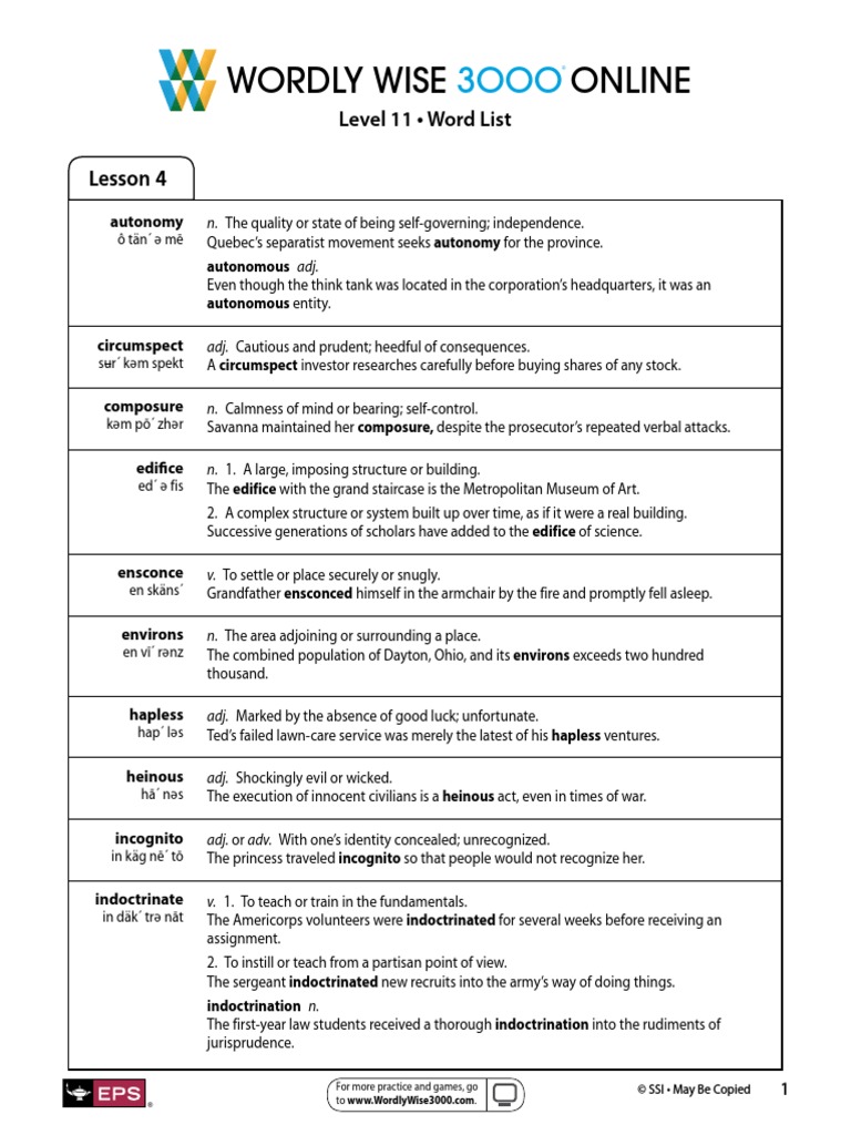 Wordly Wise Online: Lesson 4 | PDF | Looting