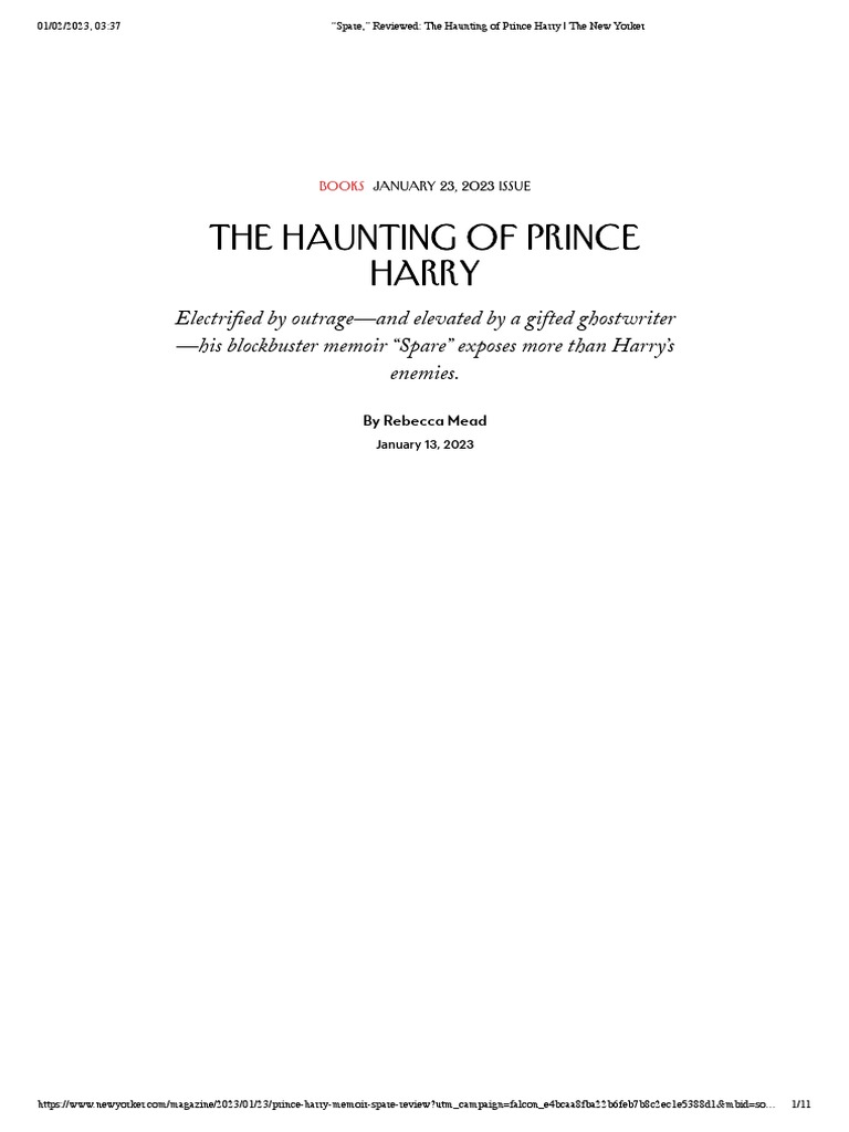 "Spare" Reviewed The Haunting of Prince Harry New Yorker | PDF | Diana ...