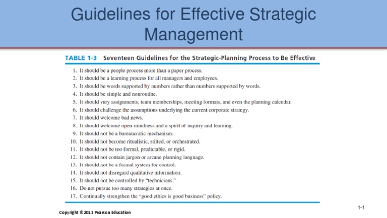 Guidelines For Effective Strategic Management | PDF