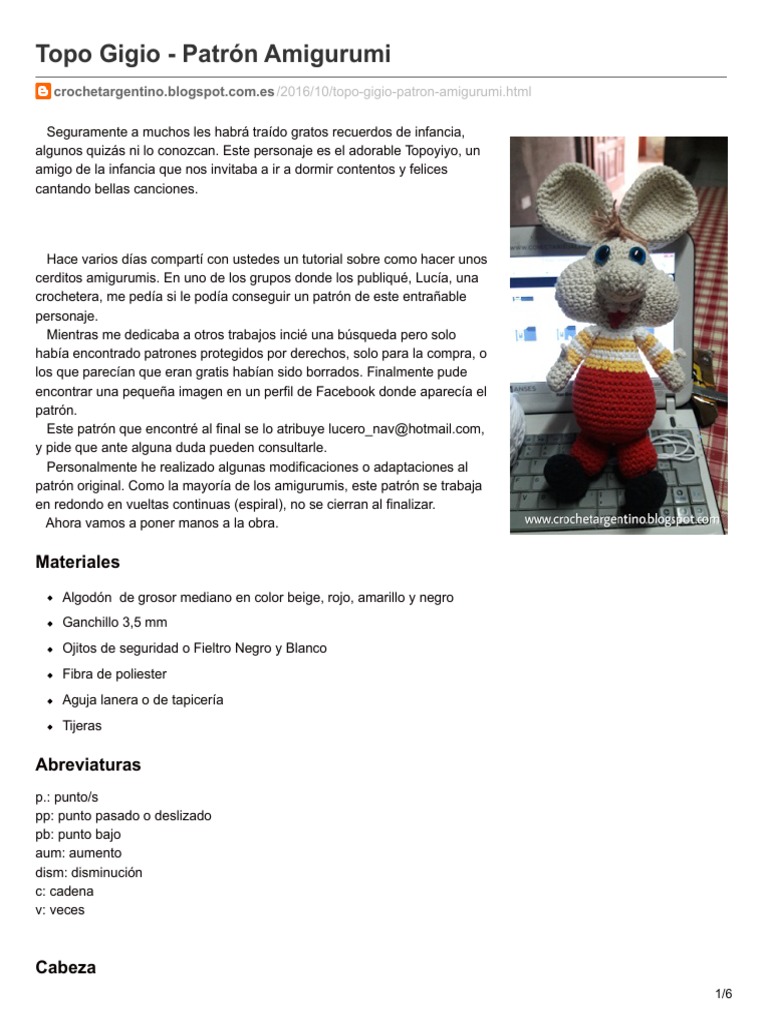Topo Gigio Español | PDF | Textiles