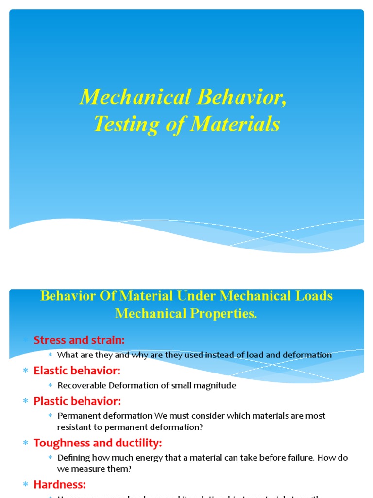 Mechanical Behaviours and Testing of Materials | PDF | Deformation ...