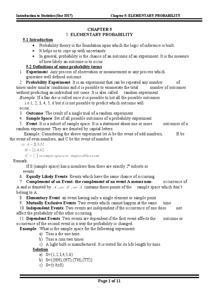 Chapter 5 Elementary Probability Pdf