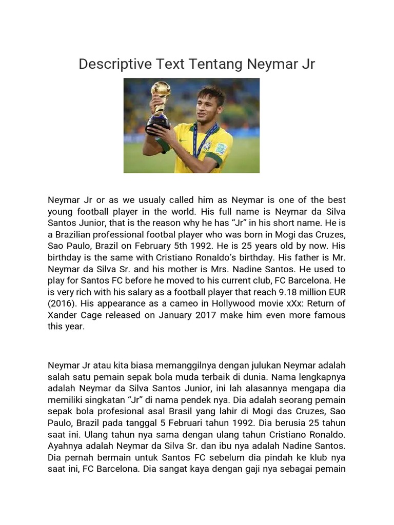 Descriptive Text Tentang Neymar JR | PDF | Lion | Felids