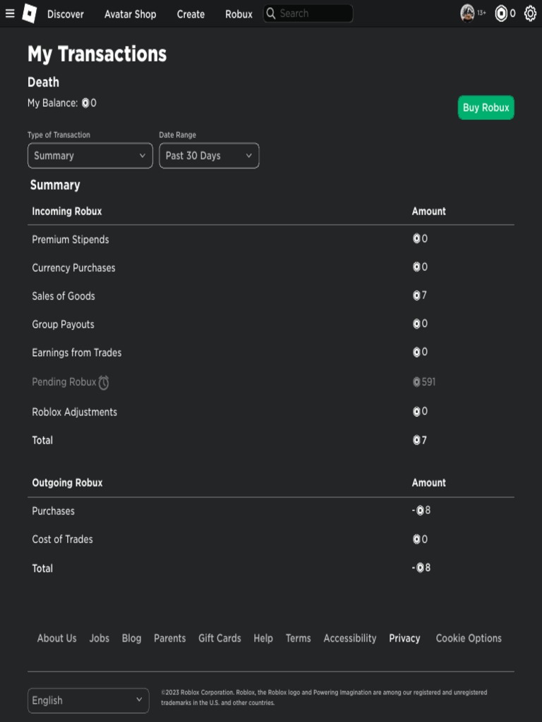 My Transactions - Roblox | PDF | Private Sector | Market (Economics)